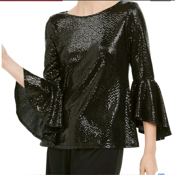 MSK | Tops | New With Tag Womens Sequined Mirrordot Bellsleeve Top Msk ...